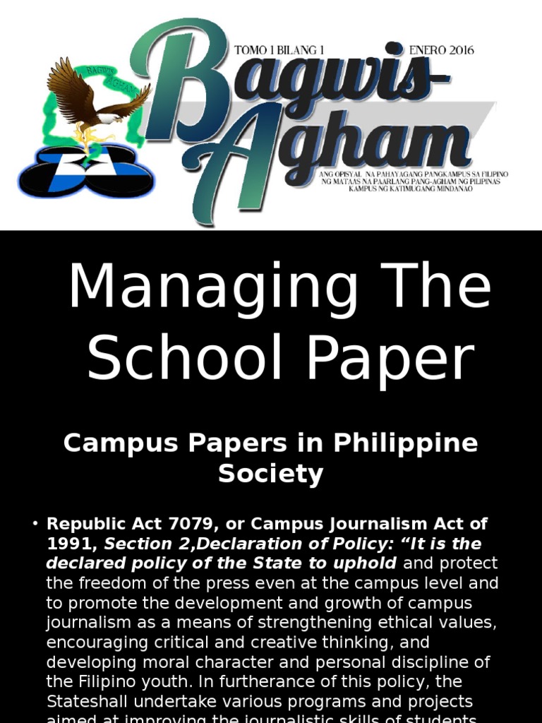 Managing School Paper Publication | PDF | Journalism | Value (Ethics)