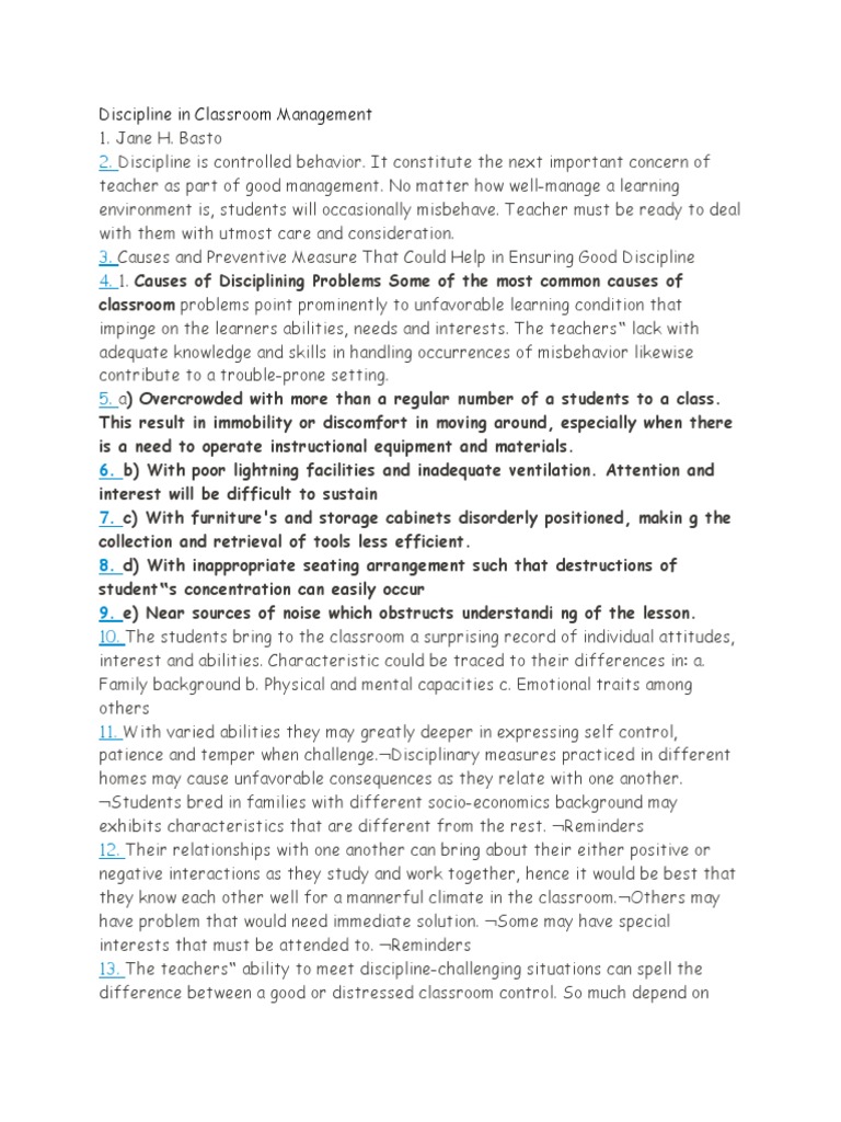 Discipline in Classroom Management | PDF | Classroom Management | Teachers