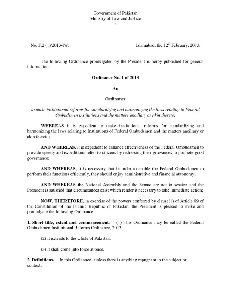 Ordinance Correct | PDF | Federal Government Of The United States ...