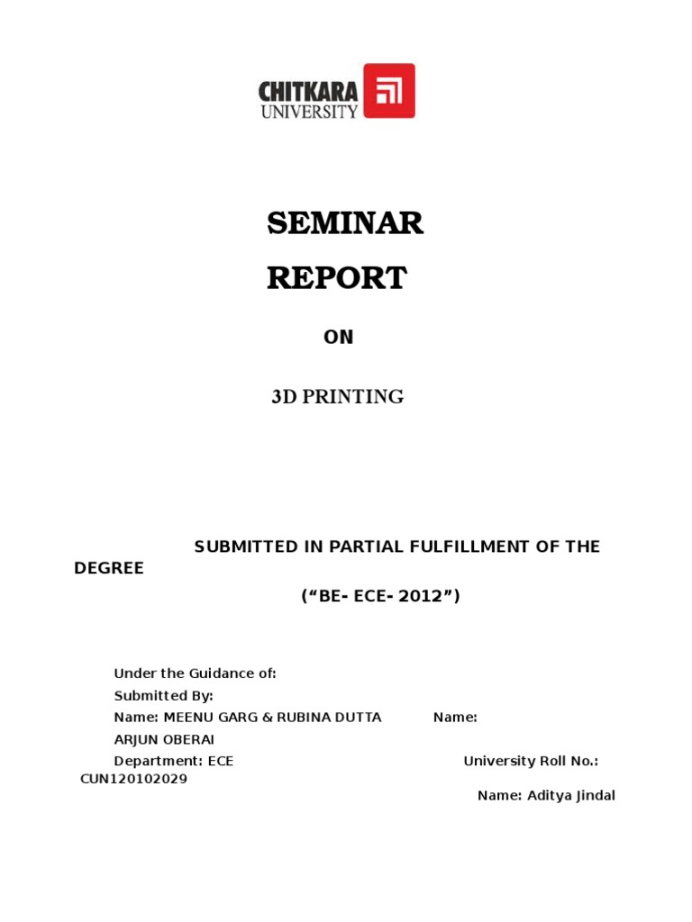3D PRINTING Report | PDF | 3 D Printing | Innovation