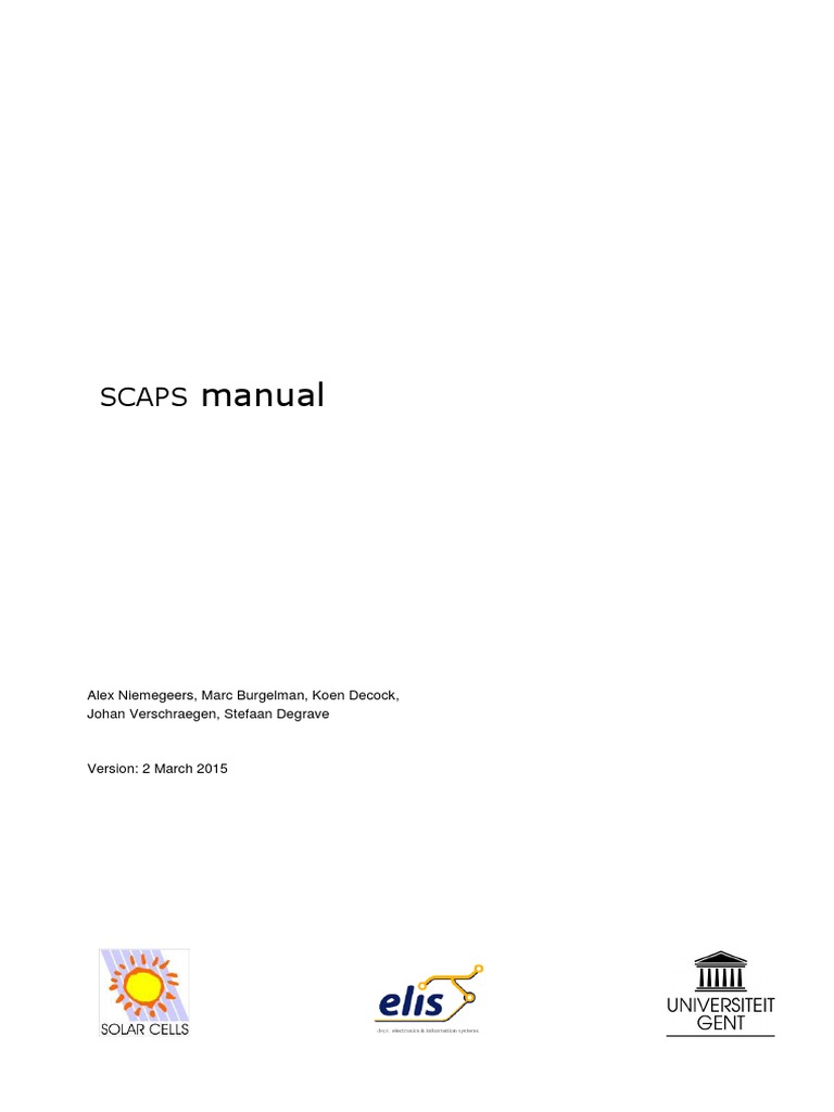 SCAPS Manual March 2015 | PDF | Spectrum | Solar Cell