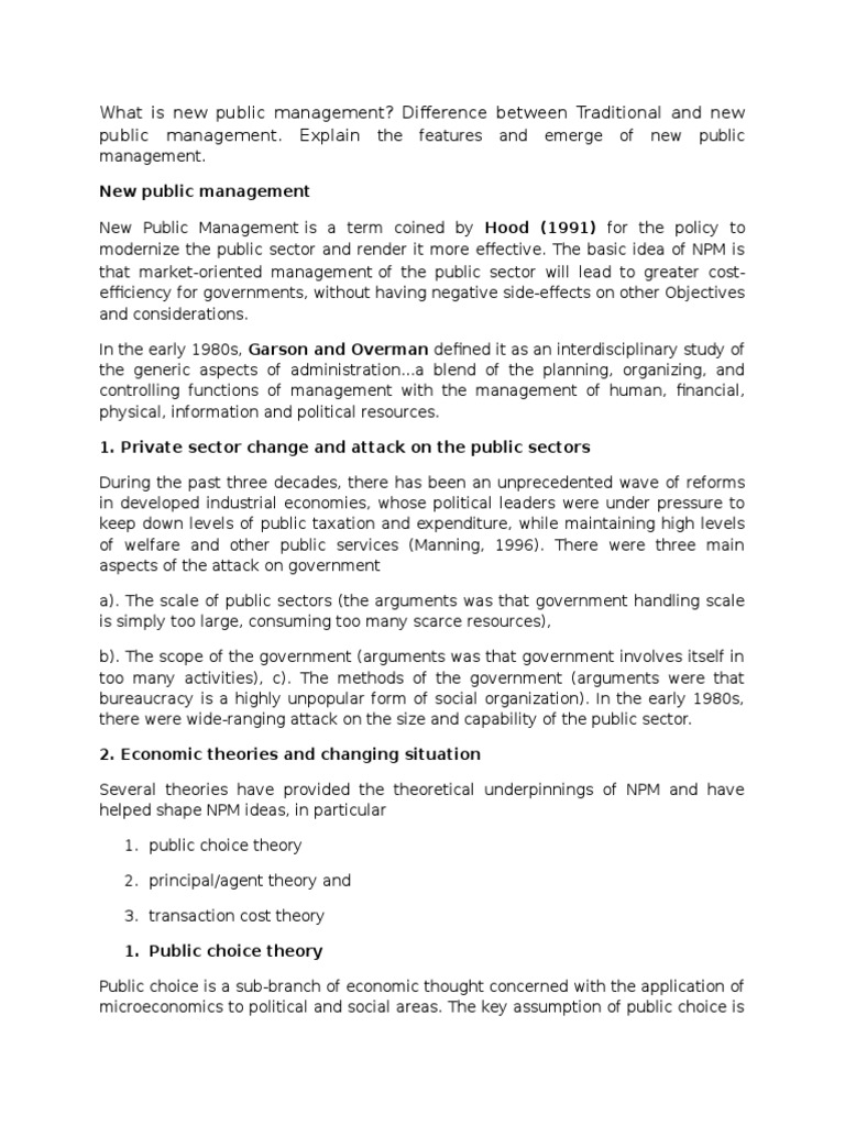 An In-Depth Analysis of New Public Management: Explaining its Features ...