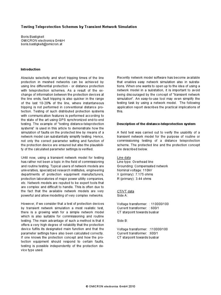 2010 PotM Testing Teleprotection Schemes | Download Free PDF ...