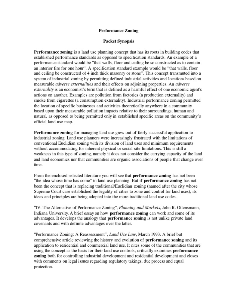 About Performance Zoning 1 | PDF | Zoning | Externality