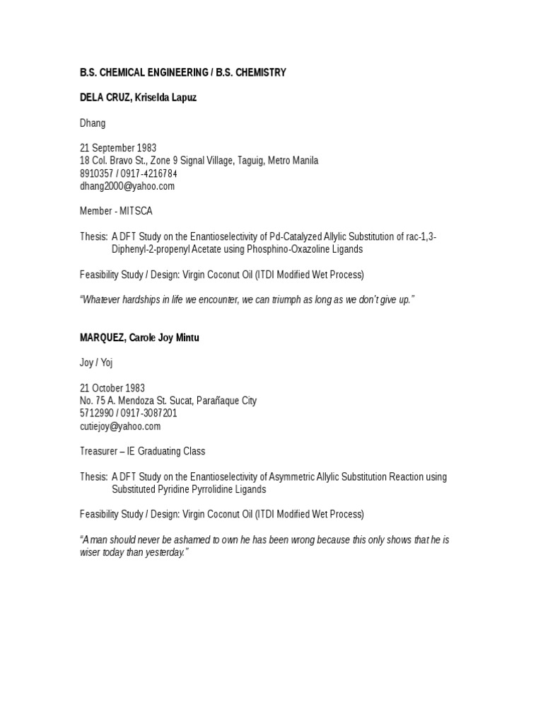 Sample Directory Format - C&G | PDF