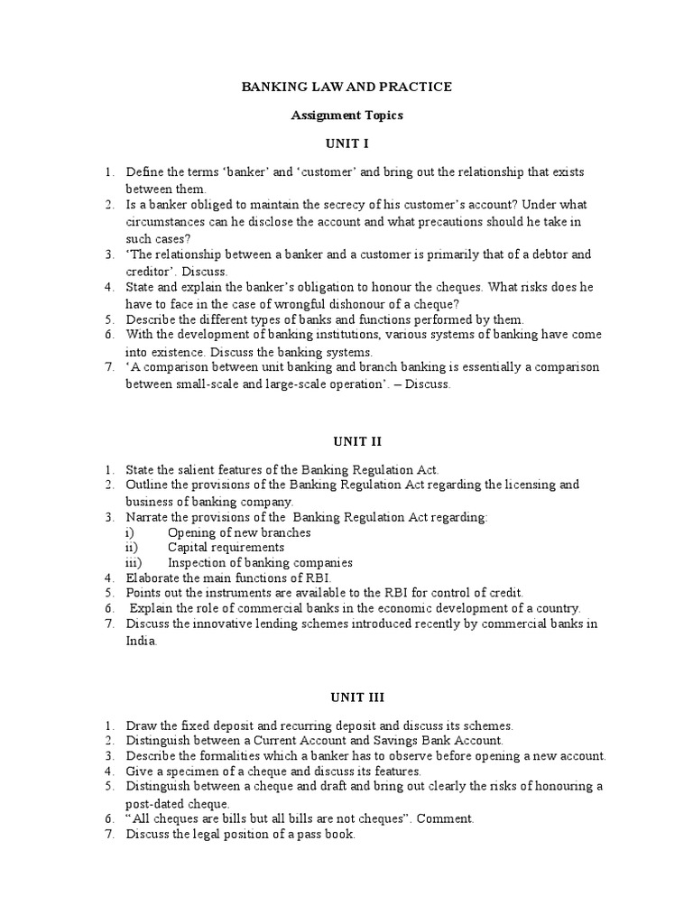 BLP Assignment | PDF | Bank Regulation | Cheque