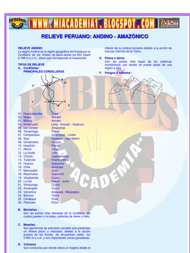 Relieve Andino y Amazónico en Perú | PDF | Andes | Perú