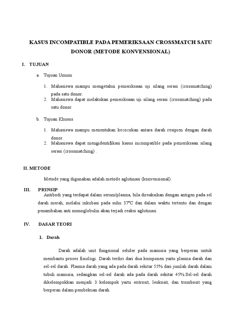 Kasus Incompatible dalam Crossmatch Darah | PDF