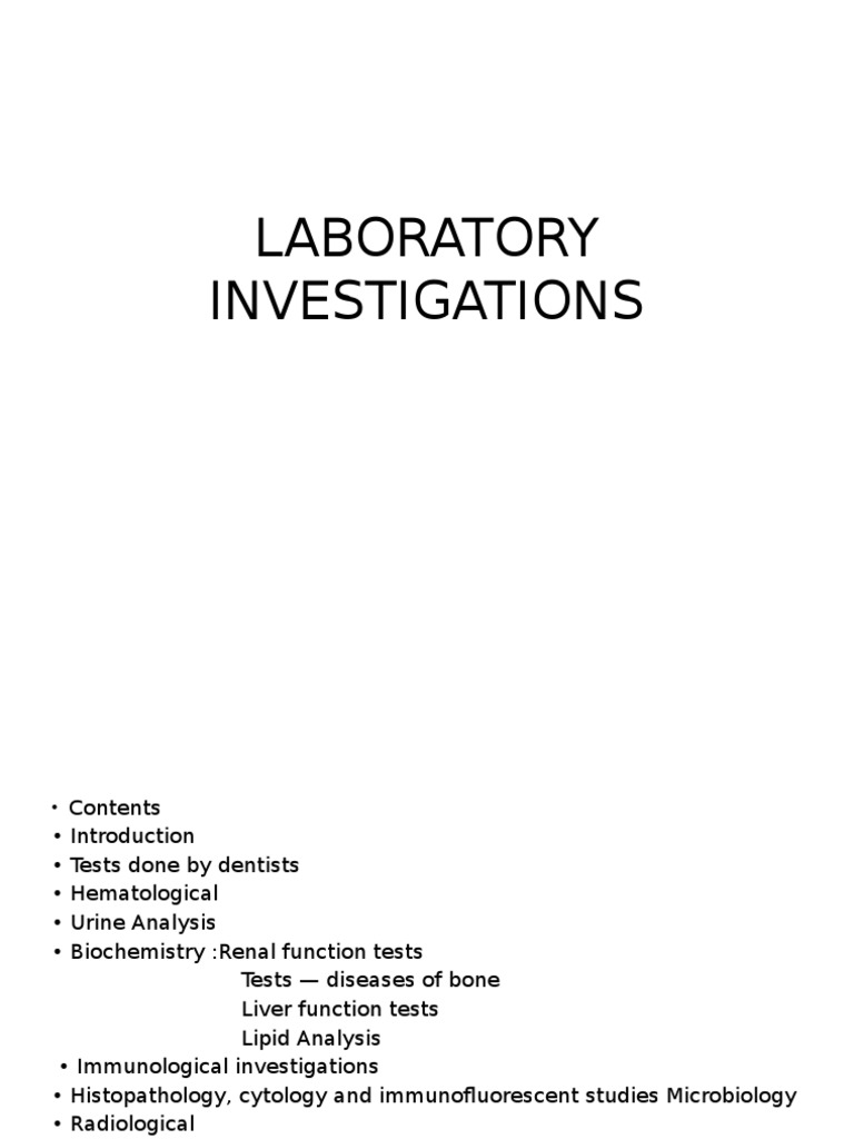 Laboratory Tests Guide for Dental Diagnosis and Treatment Planning ...