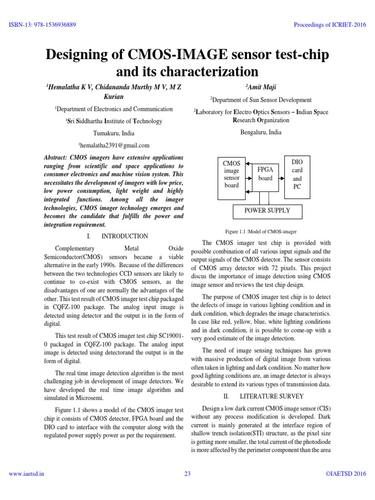 Iaetsd Designing of CMOS-IMAGE Sensor Test-Chip and Its ...