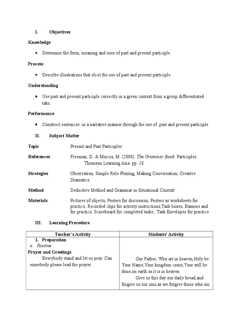 A Detailed Lesson Plan in English Grade-9 | Lesson Plan | Verb