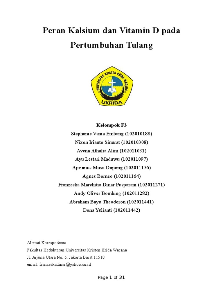PBL Blok 5 (Peran Kalsium Dan Vitamin D Pada Pertumbuhan Tulang) | PDF ...