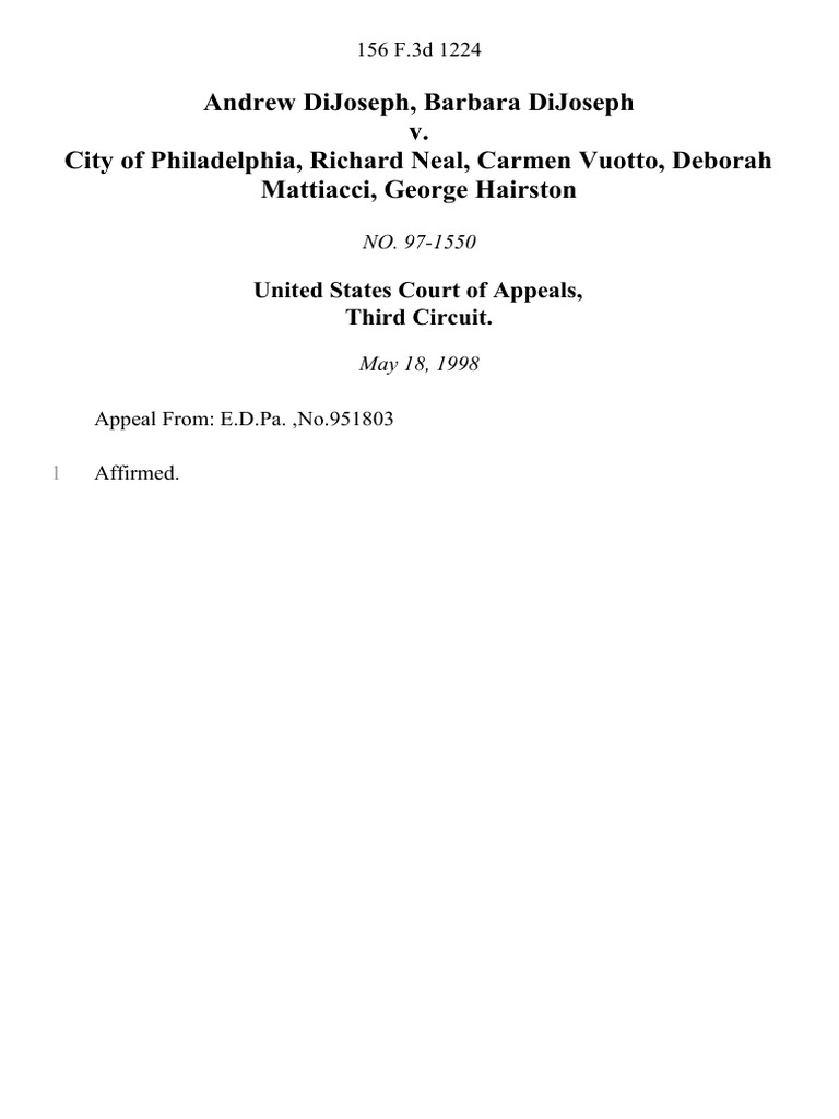 Andrew Dijoseph, Barbara Dijoseph V. City of Philadelphia, Richard Neal ...