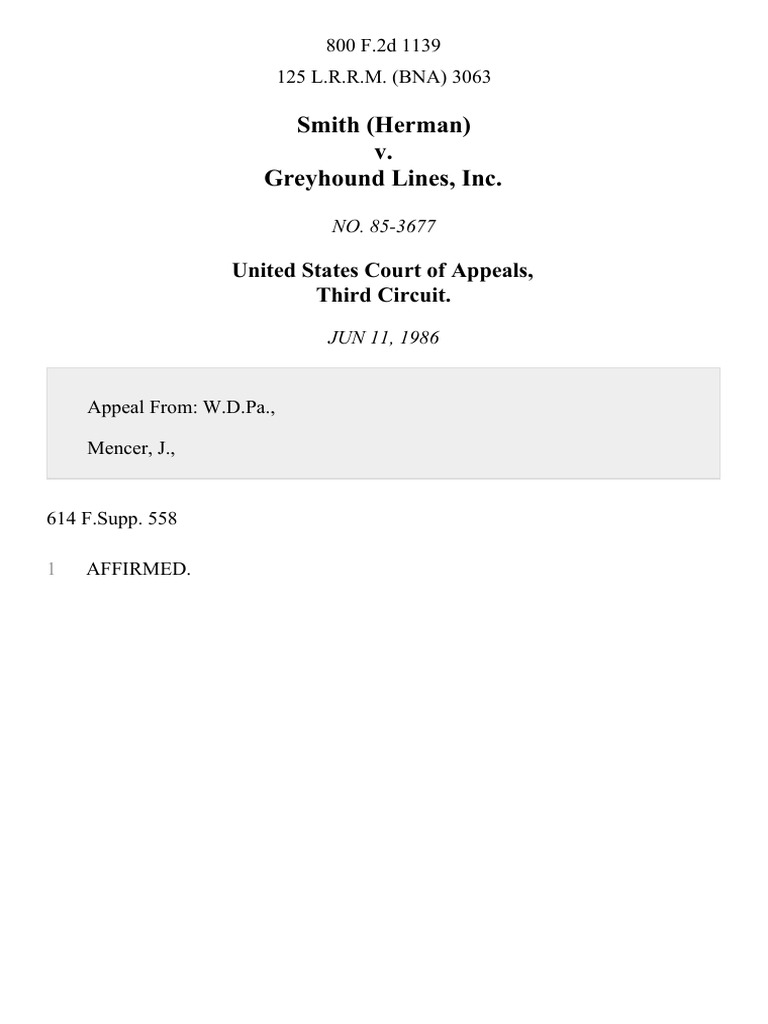 Smith (Herman) v. Greyhound Lines, Inc, 800 F.2d 1139, 3rd Cir. (1986 ...