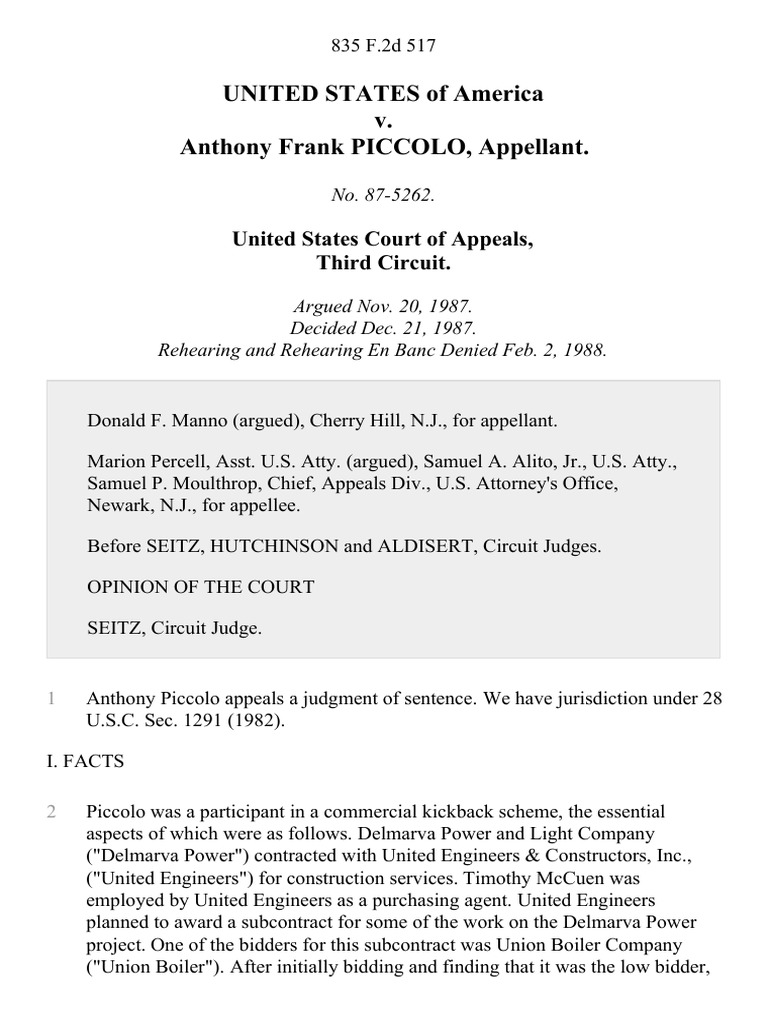 Piccolo's Appeal in Mail Fraud Case | PDF | Standard Of Review | Fraud