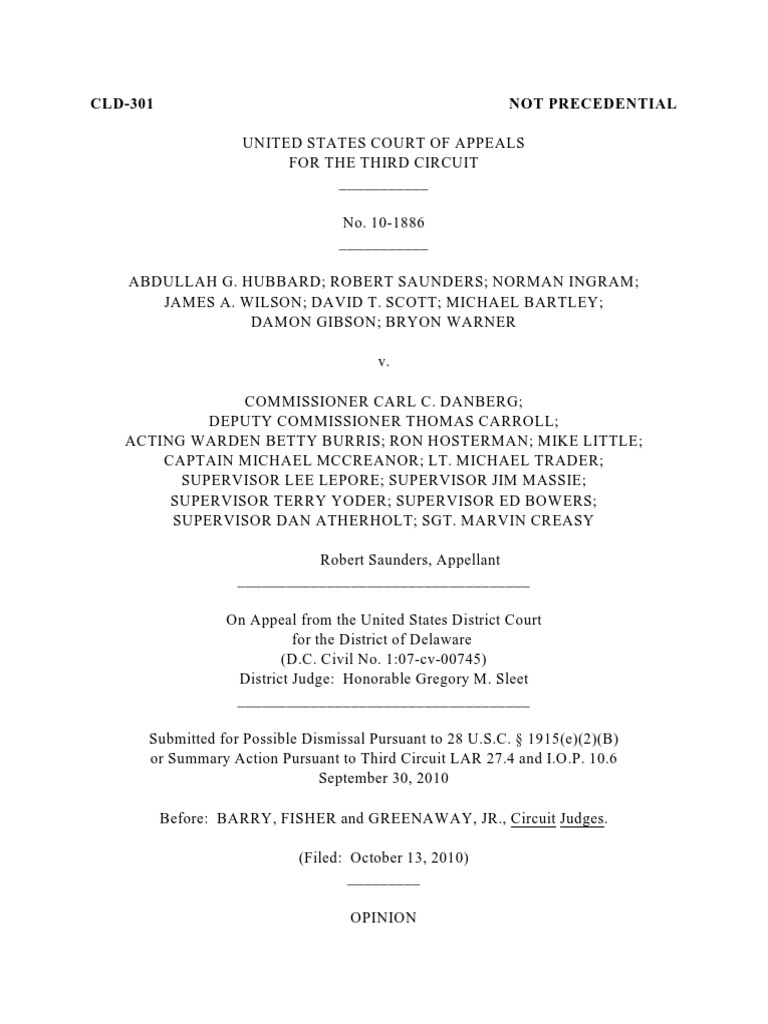 Adbullah Hubbard v. Carl Danberg, 3rd Cir. (2010) | PDF | Summary ...