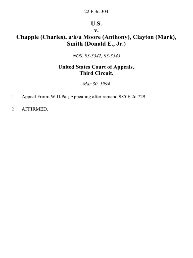United States v. Chapple (Charles), A/K/A Moore (Anthony), Clayton ...