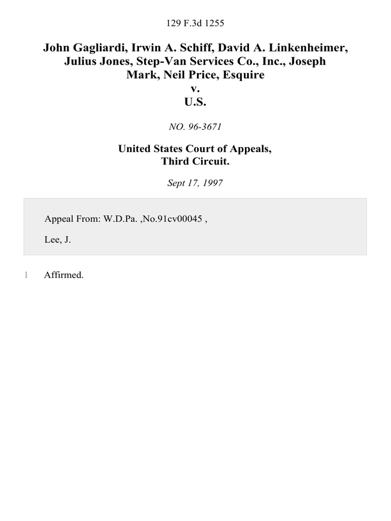 John Gagliardi, Irwin A. Schiff, David A. Linkenheimer, Julius Jones ...