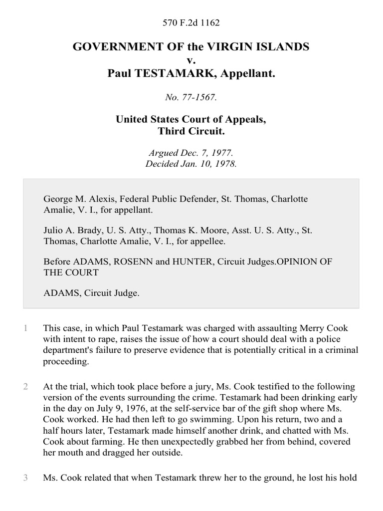 Government of The Virgin Islands v. Paul Testamark, 570 F.2d 1162, 3rd ...