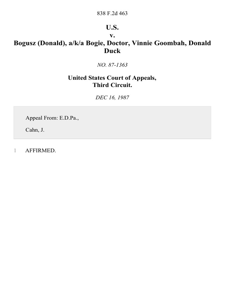 United States v. Bogusz (Donald), A/K/A Bogie, Doctor, Vinnie Goombah ...