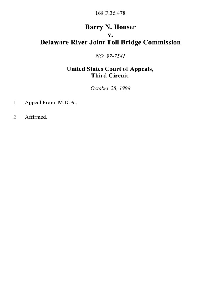 Barry N. Houser v. Delaware River Joint Toll Bridge Commission, 168 F ...
