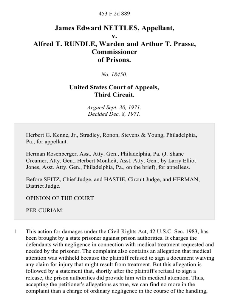 James Edward Nettles v. Alfred T. Rundle, Warden and Arthur T. Prasse ...