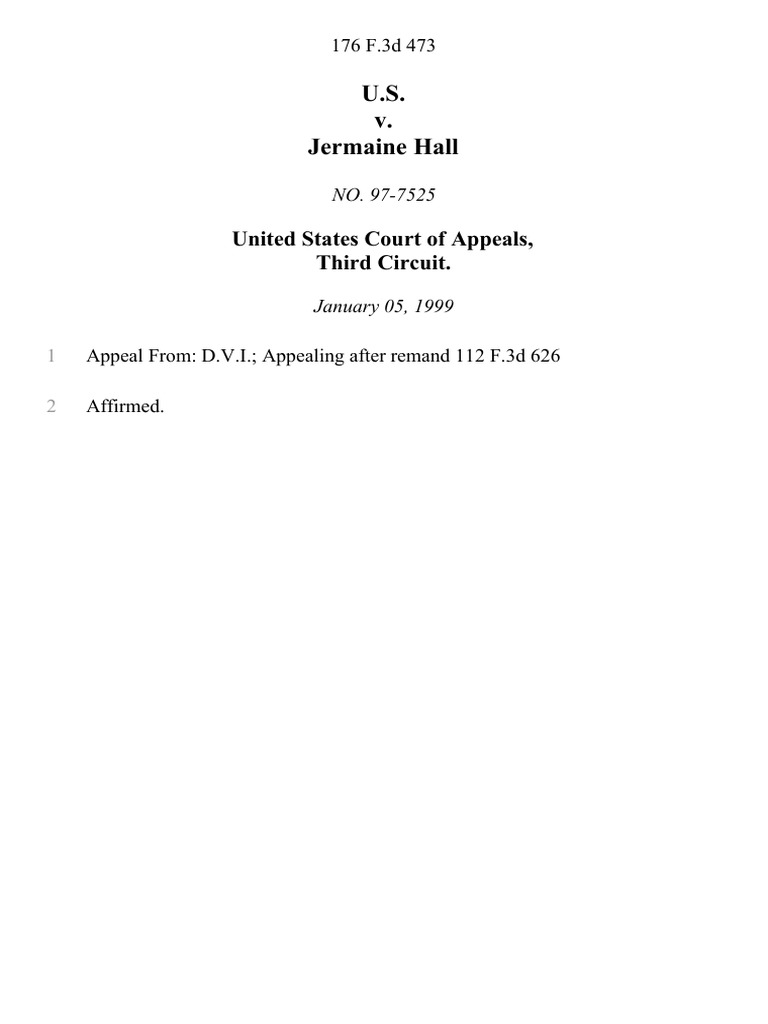 United States v. Jermaine Hall, 176 F.3d 473, 3rd Cir. (1999) | PDF