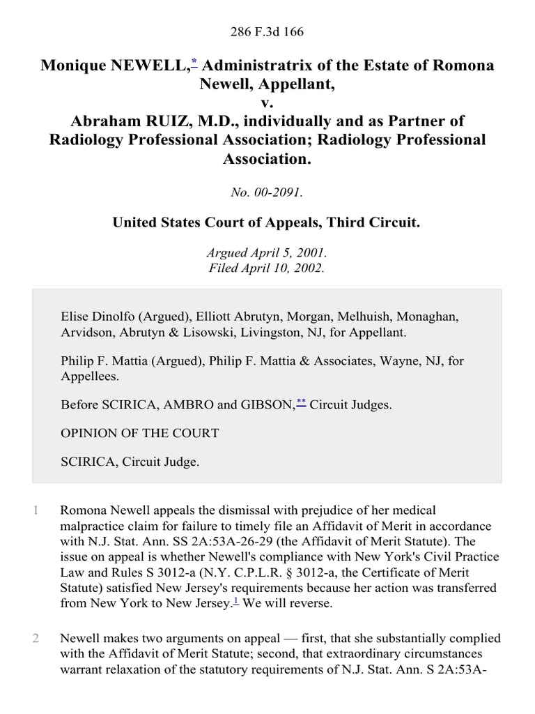 Monique Newell, Administratrix of the Estate of Romona Newell v ...