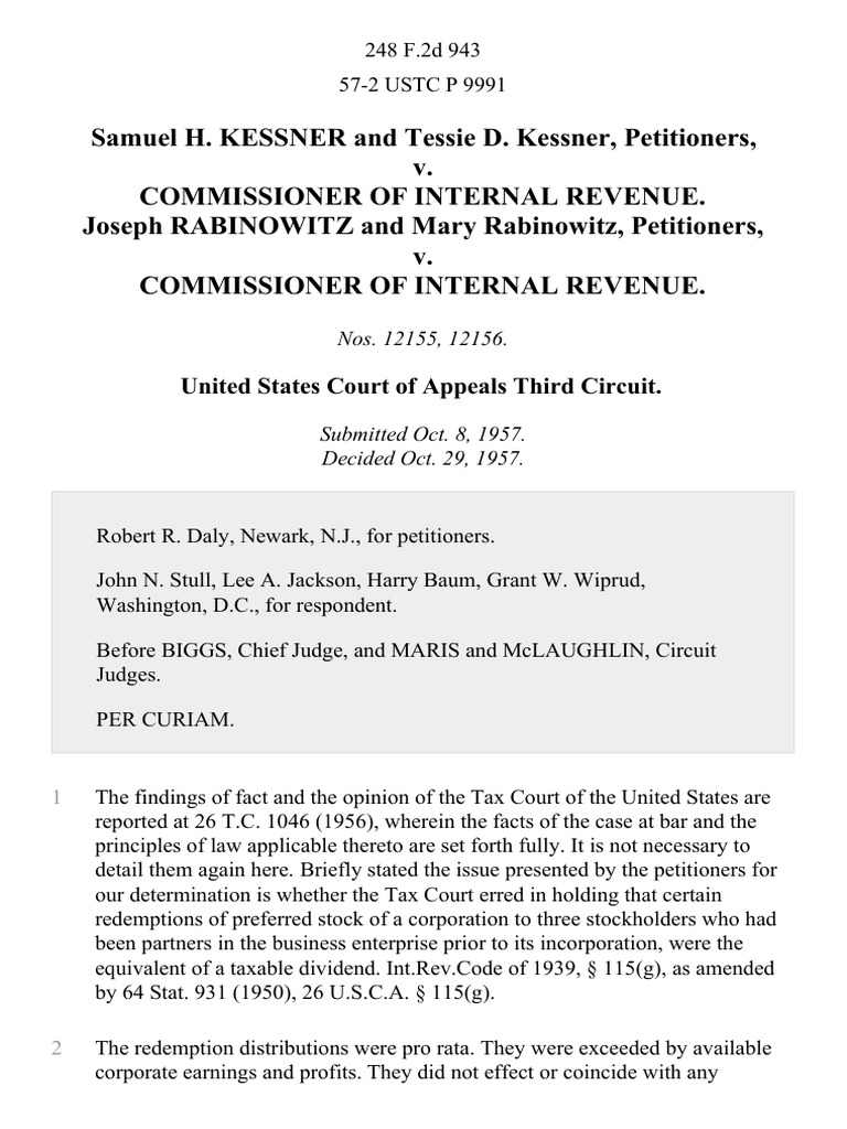Samuel H. Kessner and Tessie D. Kessner v. Commissioner of Internal ...