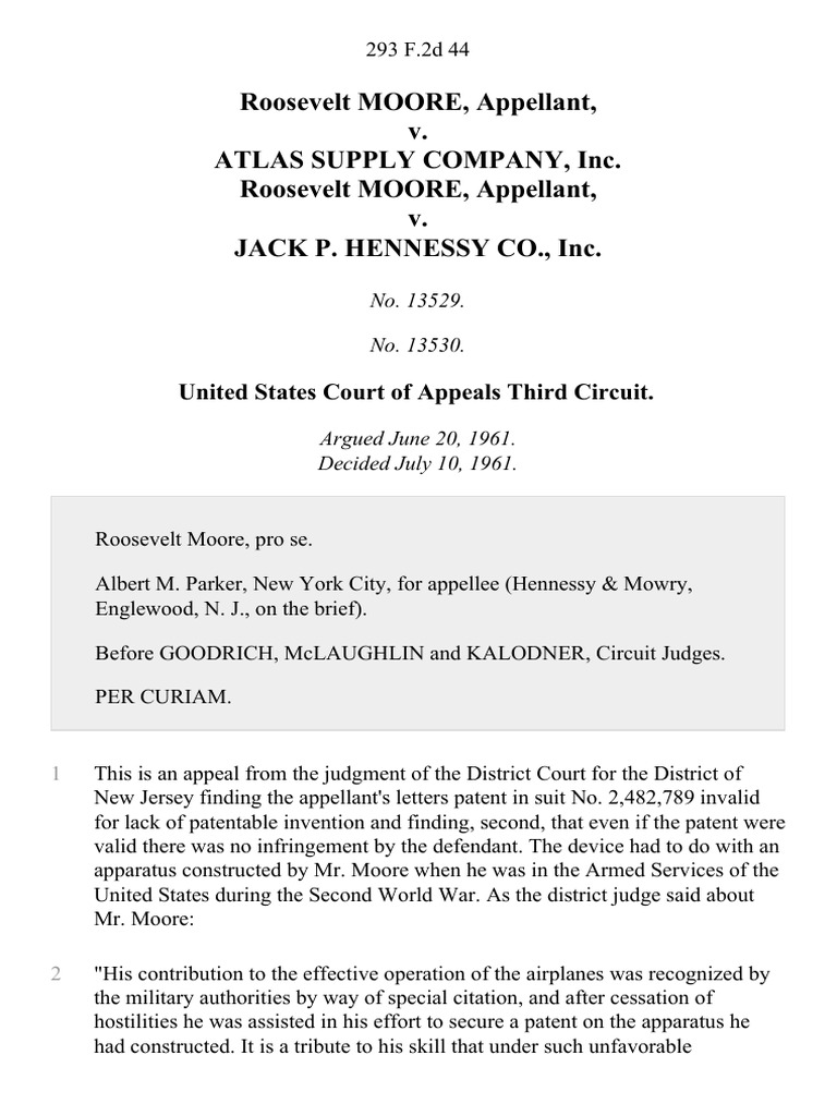 Roosevelt Moore v. Atlas Supply Company, Inc. Roosevelt Moore v. Jack P ...