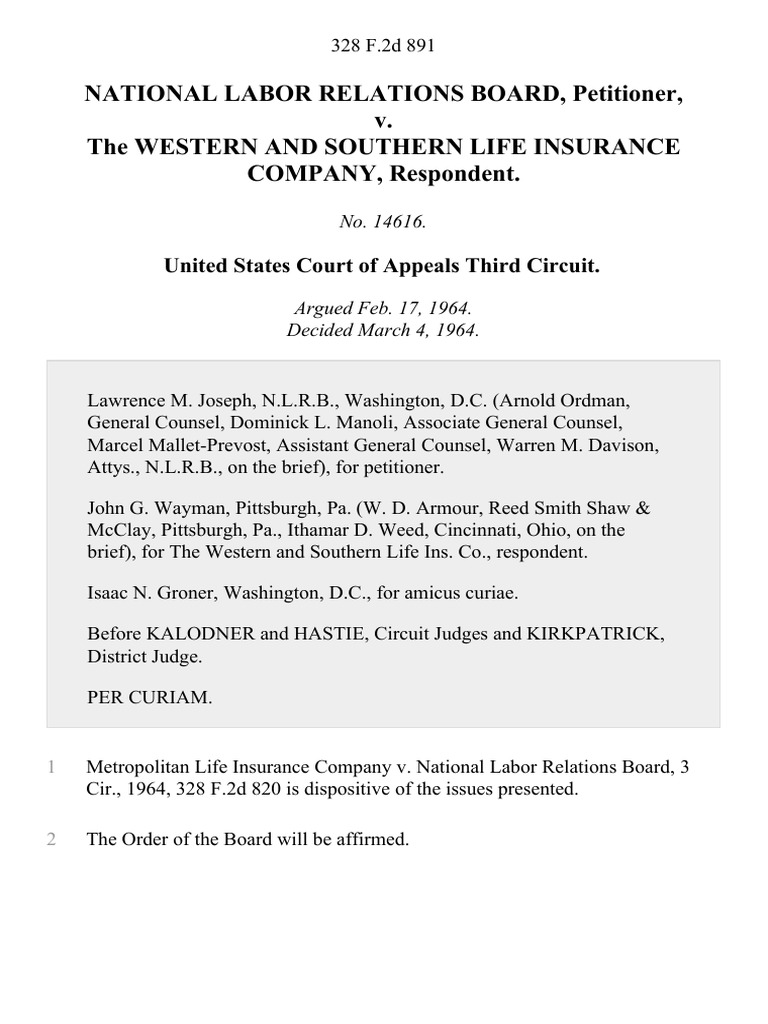 NLRB v. Western & Southern Life Co. Decision | PDF