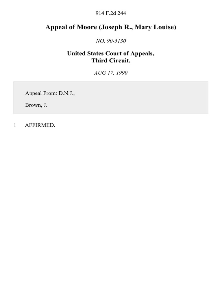 Appeal of Moore (Joseph R., Mary Louise), 914 F.2d 244, 3rd Cir. (1990) | PDF