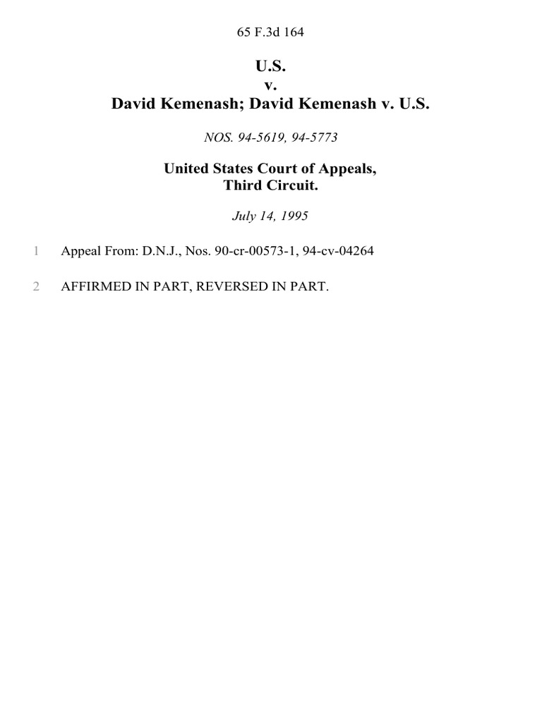 United States v. David Kemenash David Kemenash v. United States, 65 F ...