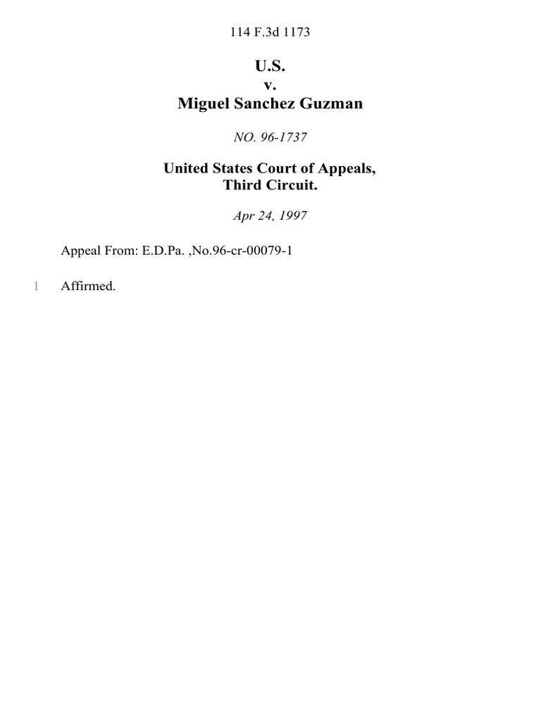 United States v. Miguel Sanchez Guzman, 114 F.3d 1173, 3rd Cir. (1997 ...
