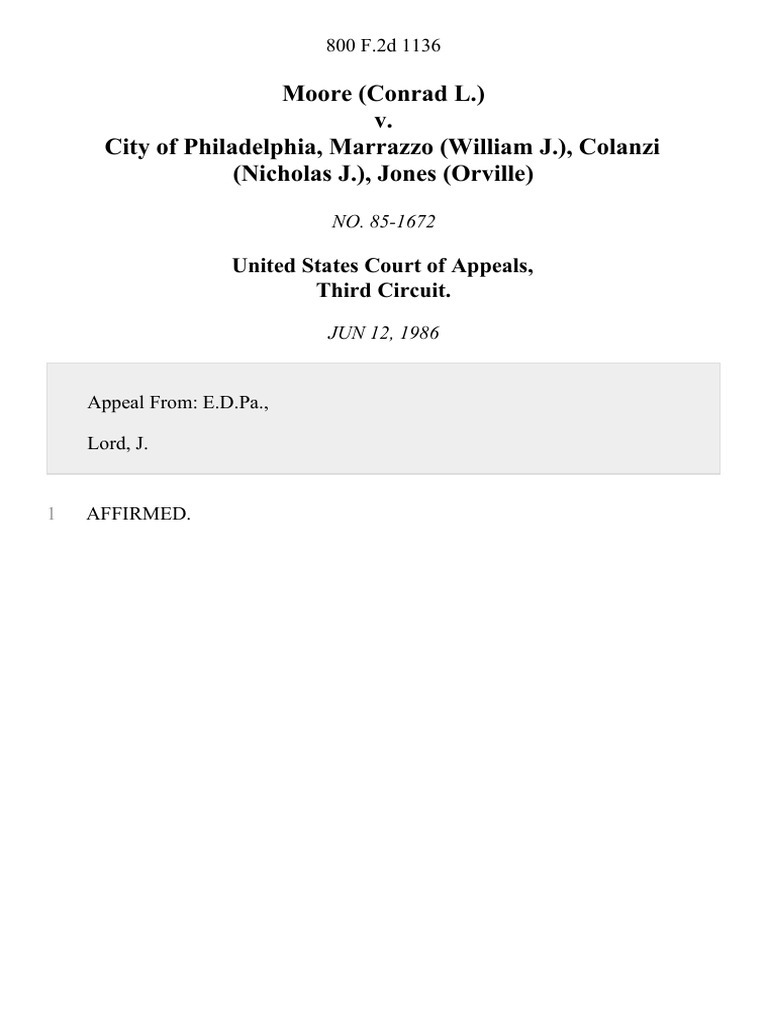 Moore (Conrad L.) v. City of Philadelphia, Marrazzo (William J ...