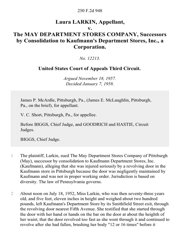 Laura LARKIN, Appellant, v. The May Department Stores Company ...