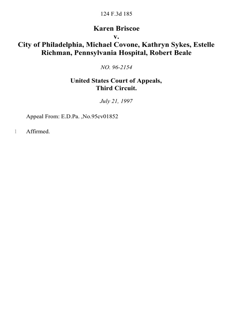 Karen Briscoe v. City of Philadelphia, Michael Covone, Kathryn Sykes ...