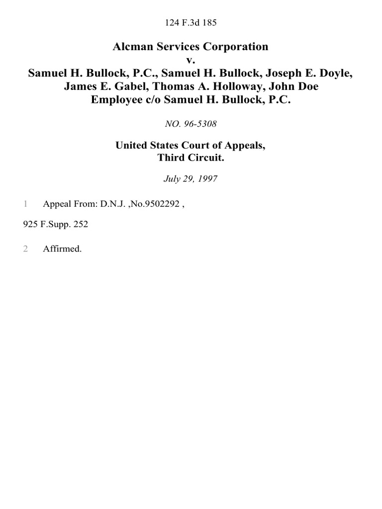 Alcman Services Corporation v. Samuel H. Bullock, P.C., Samuel H ...