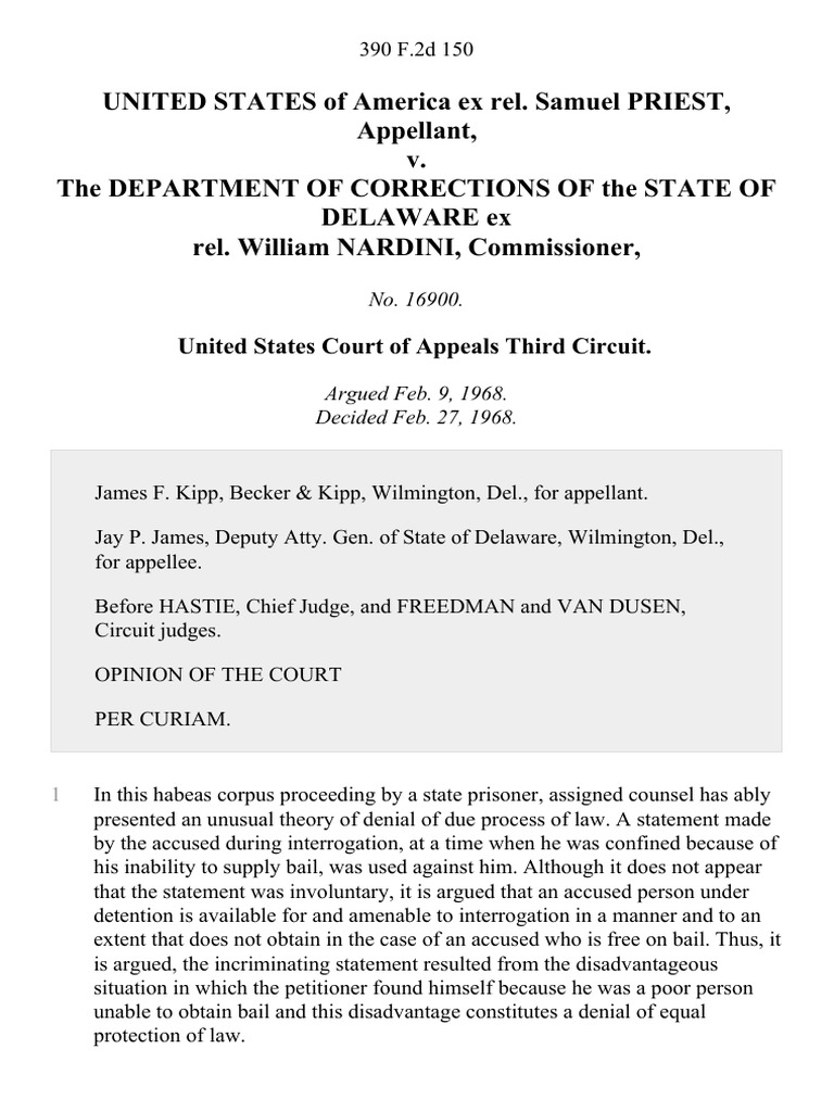 United States of America Ex Rel. Samuel Priest v. The Department of ...