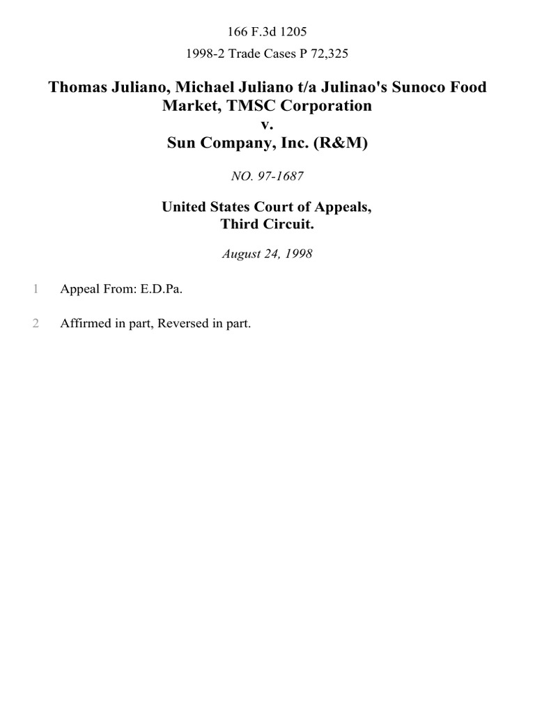 Thomas Juliano, Michael Juliano T/a Julinao's Sunoco Food Market, TMSC ...
