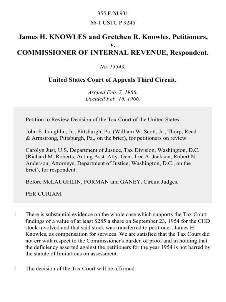 James H. Knowles and Gretchen R. Knowles v. Commissioner of Internal ...