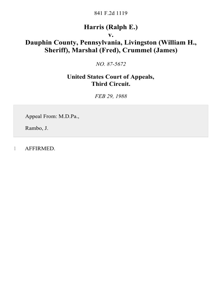 Harris (Ralph E.) v. Dauphin County, Pennsylvania, Livingston (William ...