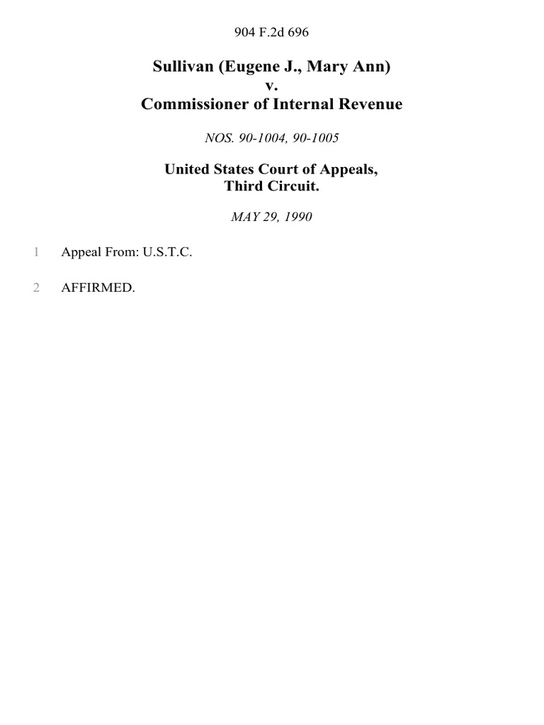 Sullivan (Eugene J., Mary Ann) v. Commissioner of Internal Revenue, 904 ...