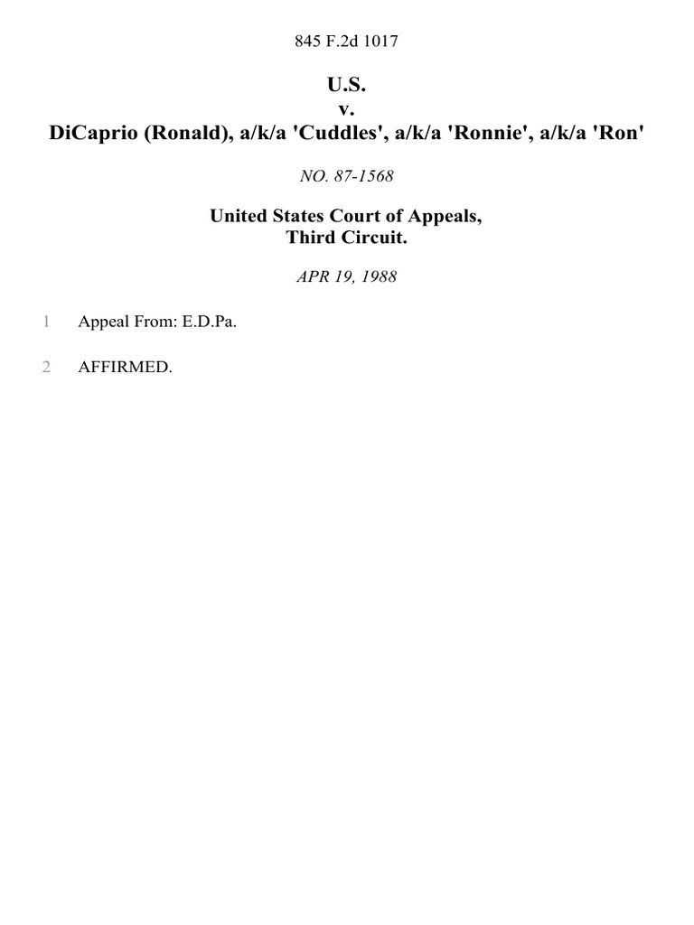 United States v. Dicaprio (Ronald), A/K/A 'Cuddles', A/K/A 'Ronnie', A ...