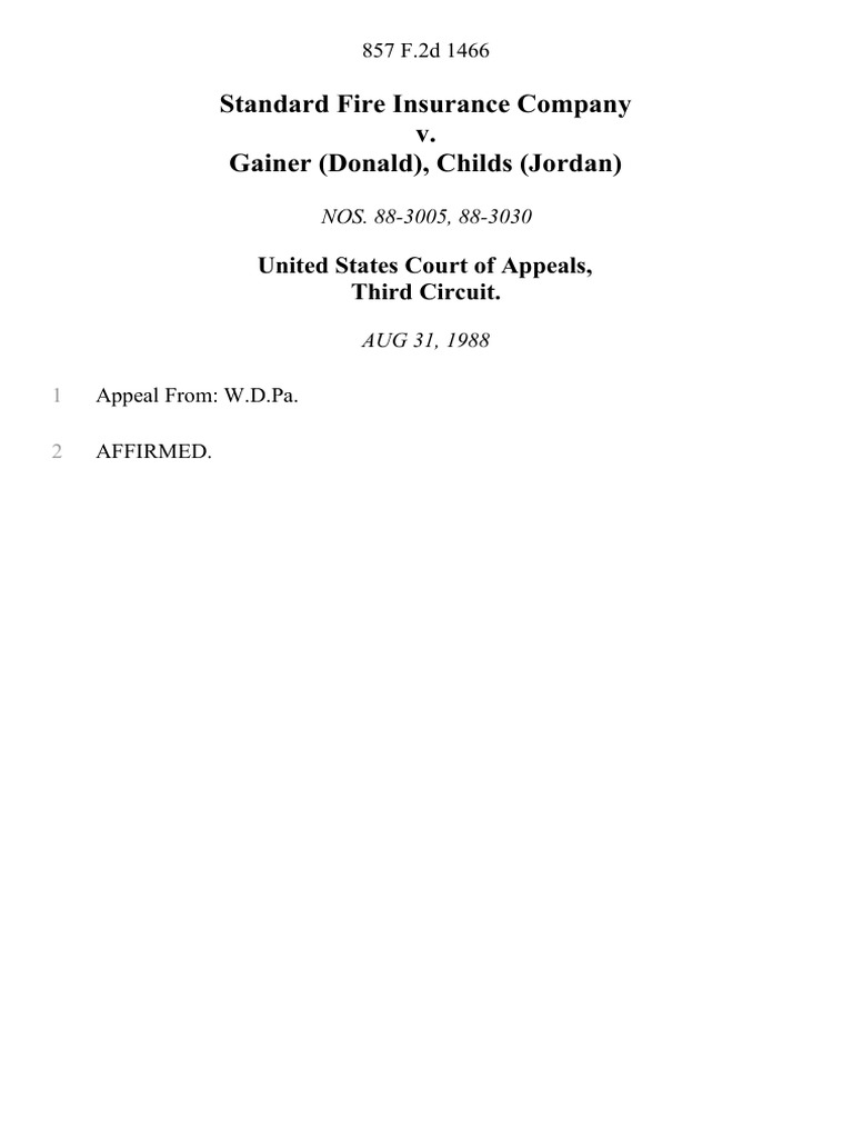 Standard Fire Insurance Company v. Gainer (Donald), Childs (Jordan ...