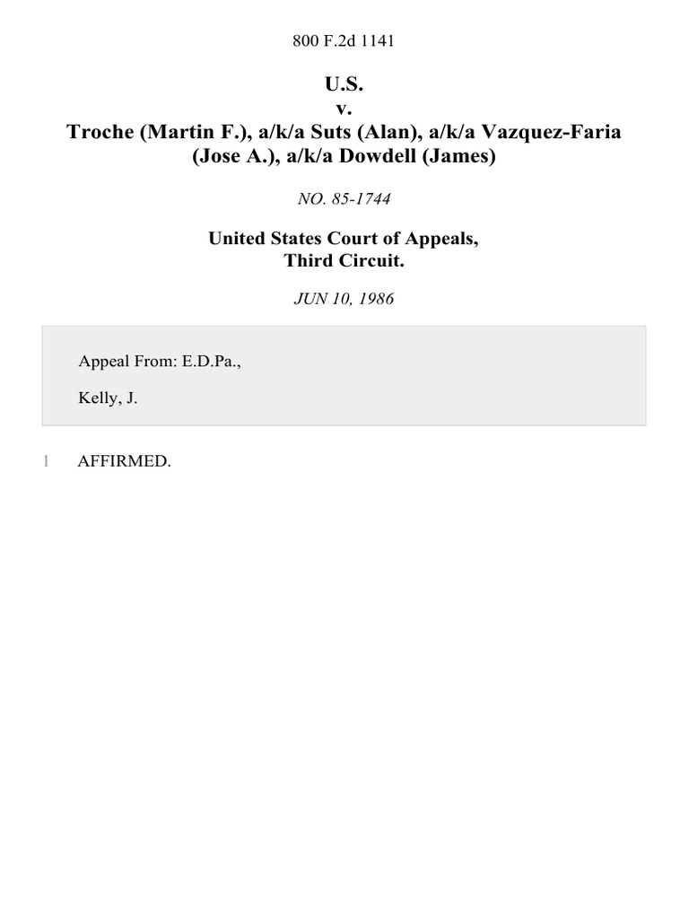 United States v. Troche (Martin F.), A/K/A Suts (Alan), A/K/A Vazquez ...