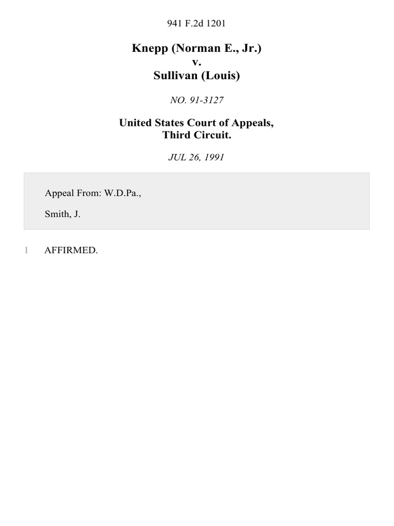 Knepp (Norman E., JR.) v. Sullivan (Louis), 941 F.2d 1201, 3rd Cir ...