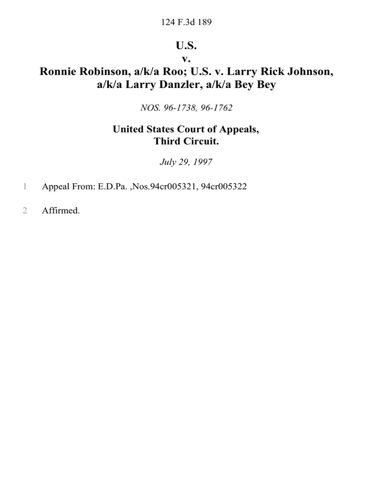 United States v. Ronnie Robinson, A/K/A Roo U.S. v. Larry Rick Johnson ...
