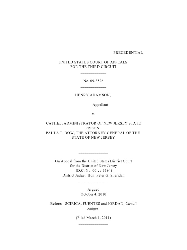 Henry Adamson v. Ronald Cathel, 3rd Cir. (2011) | PDF