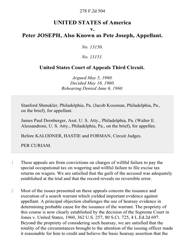 Appeals Court Upholds Wagering Conviction | PDF | Politics | Law